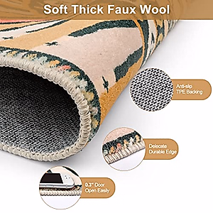 Sungea Retro Sun Round Rug for Bedroom, 4ft Soft Circle Washable Area Rug, Entryway Non-Slip Low Pile Throw Rugs, Carpet for Sofa Nursery Living Dining Room