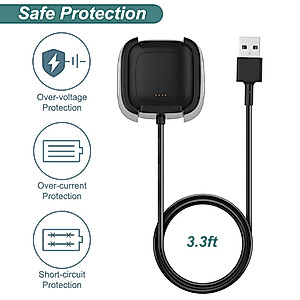 Charger for Fitbit Versa 2, Replacement Charging Cable Dock with 3.3ft USB Cord for Fitbit Versa 2 Smart Watch [2 Pack]