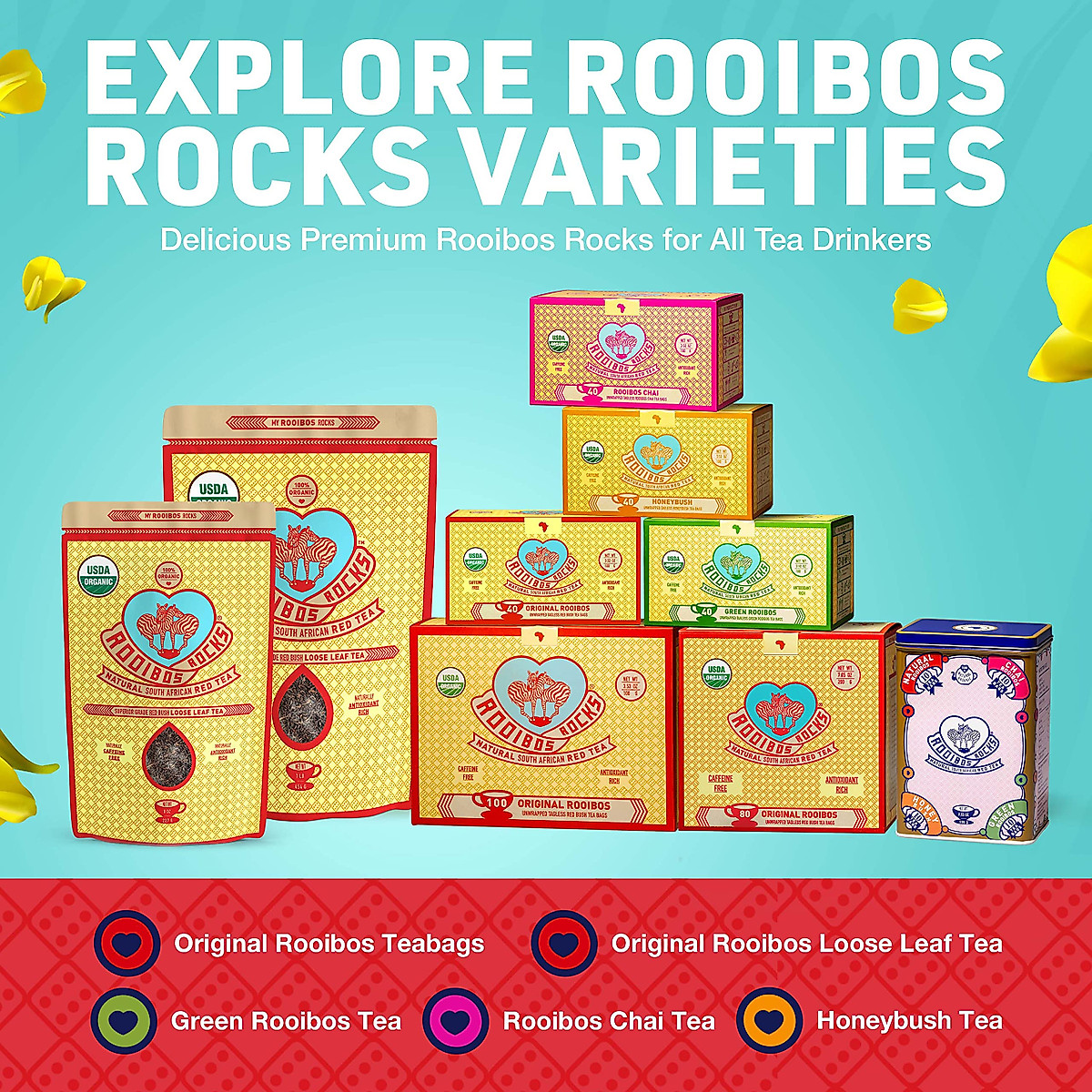 Caffeine Free Red Rooibos Tea Bags 40 - Naturally Sweet Herbal Tea Safe for Children and Pregnant Women - Low Tannin, Premium Organic Rooibos Tea Sustainably and Ethically Farmed in South Africa