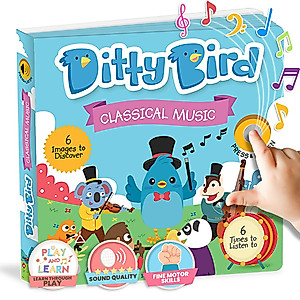 Ditty Bird Musical Books for Toddlers | Fun Classical Music & Nursery Rhyme Book | Mozart Musical Book | Children's Interactive Toddler Books for 1 Year Old to 3 Year Olds | Sturdy Baby Sound Books
