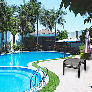 Blacky Rabbit Outdoor Foot Rest for Patio Ottomans Metal Seat Patio Footstools Furniture Outside Stools Small Chair 2 Set Grey, 2 Pack-grey, 22inch*20inch*17inch