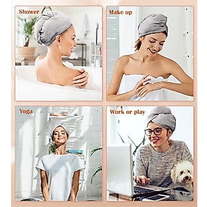 POPCHOSE Microfiber Hair Towel Wrap Ultra Absorbent, Fast Drying Hair Turban Soft, No Frizz Hair Wrap Towels for Women Wet Hair, Curly, Longer, Thicker Hair