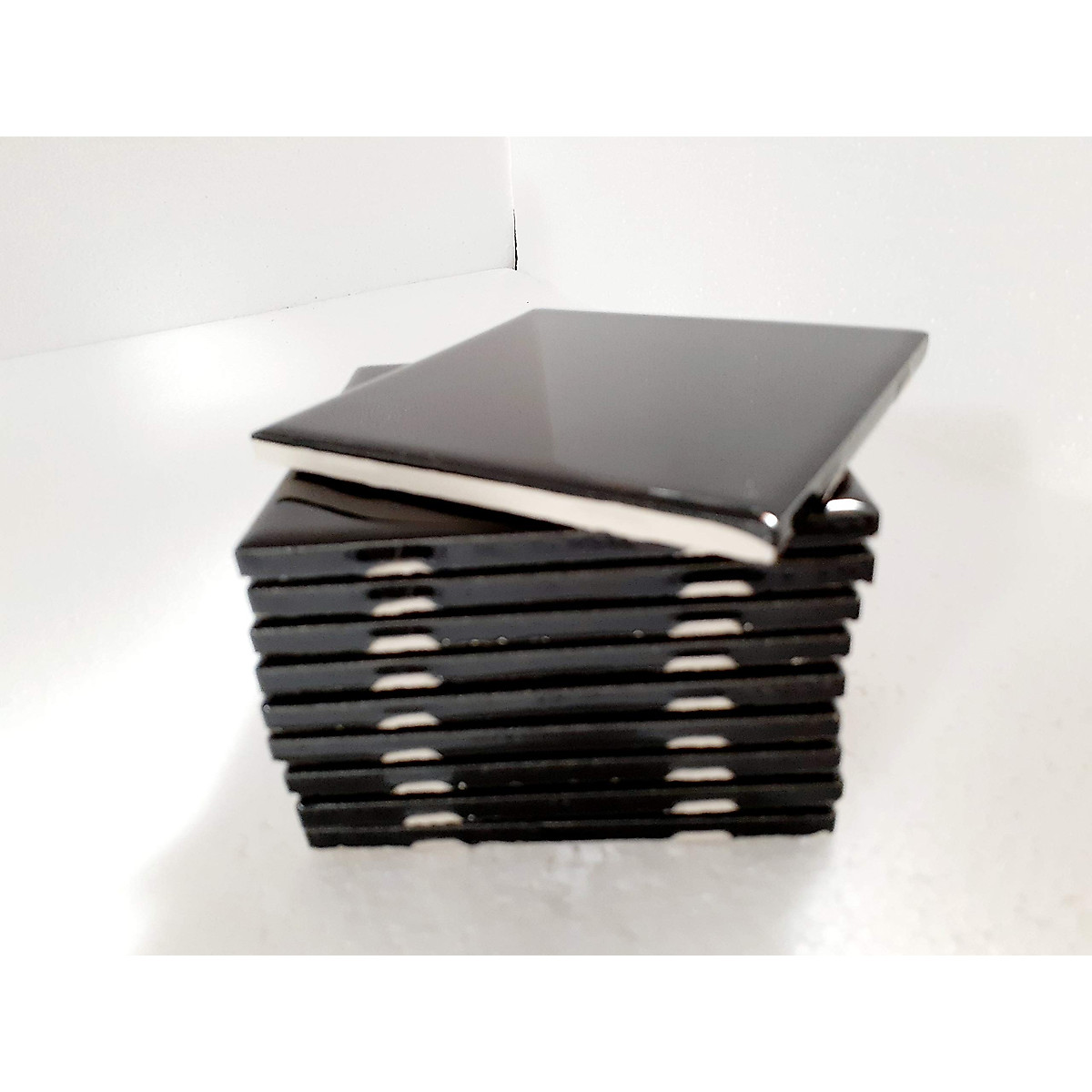 4 in Black Ceramic Tile 4.25 inch Shower Bathroom Kitchen Backsplash American Olean Gloss 4 1/4" Box 10 Piece