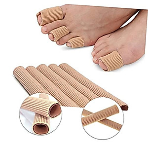 LALAFINA 4 pcs gel finger toe cover thumb splint thumb spica splint elastic wrap bandages toe protectors gel pad protectors finger splint gel lined toe tubes ribbed finger sleeve elasticity
