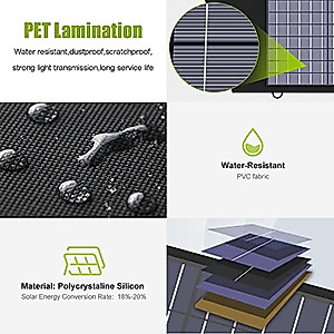 Foldable 100W Solar Panel, Portable Solar Module for Portable Power Station and Solar Generator High Performance Battery Pack for Camping Garden Laptop