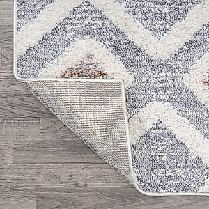 JONATHAN Y SNT104A-5 Monique Trellis High-Low Indoor Area -Rug, Modern, Contemporary, Bohemian Easy -Cleaning,Bedroom,Kitchen,Living Room,Non Shedding, Multi/Gray, 5 X 8