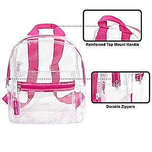 Water Resistant Clear Mini Backpacks for Beach, Travel - Stadium Approved Bag with Adjustable Straps (Pink)