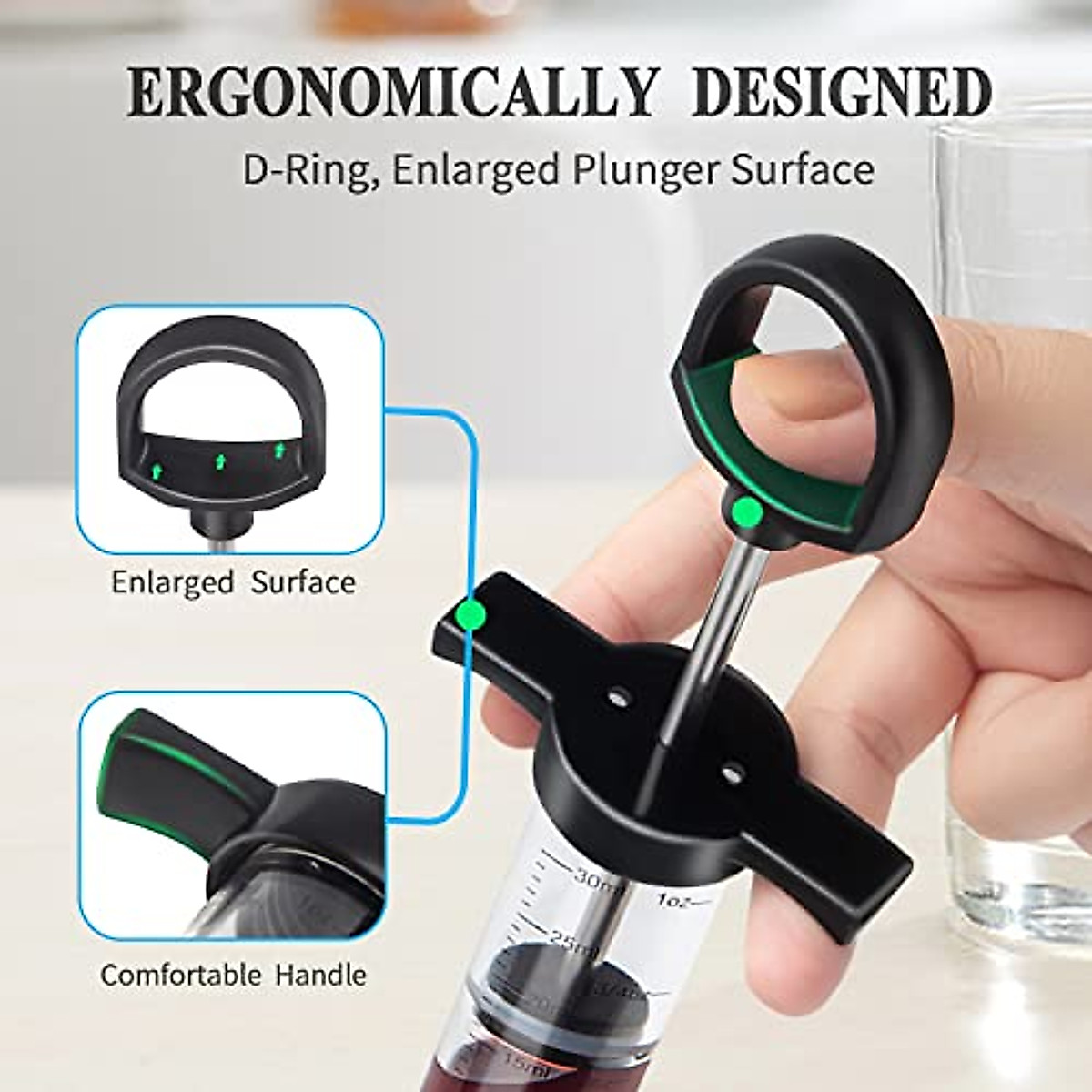 Tri-Sworker Plastic Meat Injector Kit for Smoker with 2 Flavor Food Syringe Needles, Ideal for Injecting Marinade into Turkey, Meat, Brisket; 1-OZ; Including Paper User Manual, Recipe E-Book (PDF)