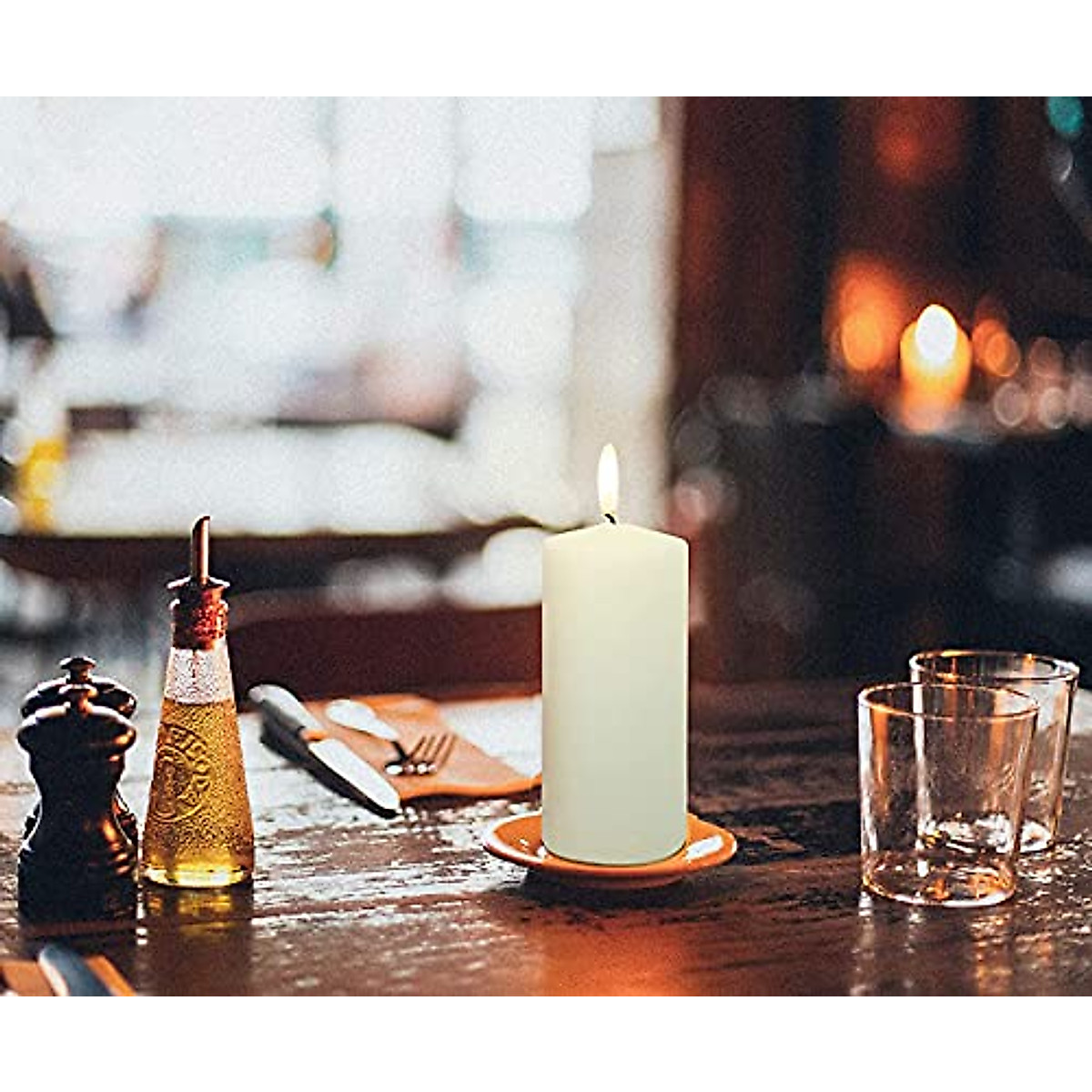 Hyoola Ivory Pillar Candles 3x8 Inch - Unscented Pillar Candles - 6-Pack - European Made