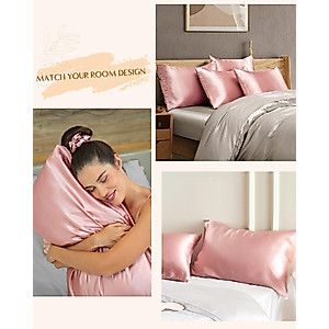 Yanibest Satin Pillowcase, Silk Pillow Cases for Hair and Skin with Zipper, Queen Pillow Cases Set of 2 for 20"x30", Exquisite Packaging for Women Men