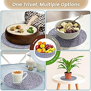 AmapleL 9 Inches Trivets for Hot Dishes, Trivets (Set of 4) for Hot Pots and Pans Holder + 1 Pack Kitchen Storage Basket, 100% Cotton Round Hot Pads - Table Mats - Coasters, Table Heat Protector Pad