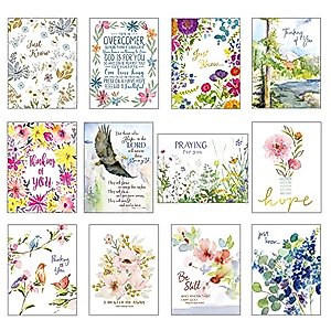 Pack of 12 Assorted “Simple Blessings” Thinking of You Greeting Cards with scripture