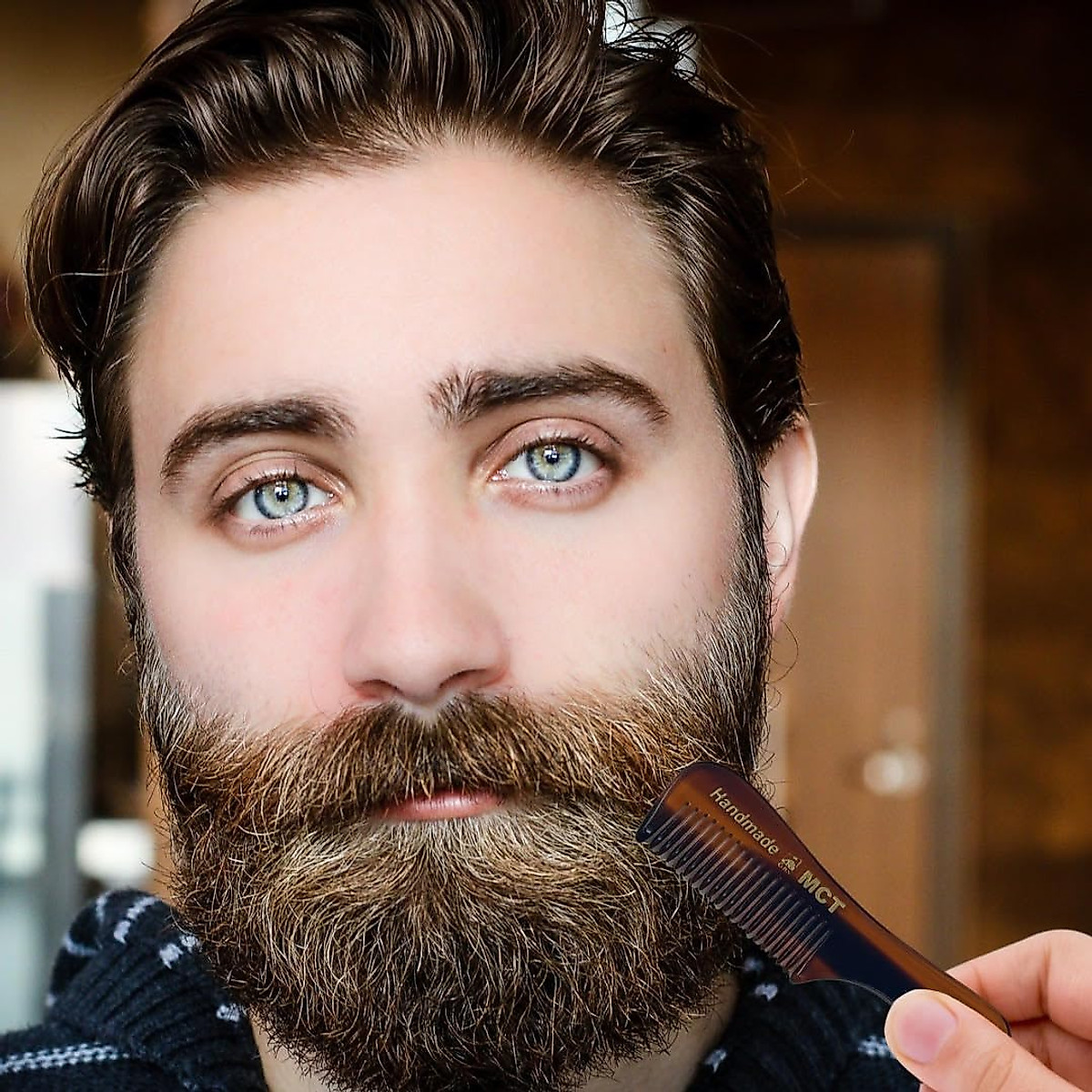 G.B.S Handmade Men and Women Comb Set- Pack of 3, Unbreakable Fine Toothed Mustache,Eyebrow Pocket Comb- Portable Pocket Size for Styling Beard & Hair anytime, Tortoise MCT DCT PCT Combs