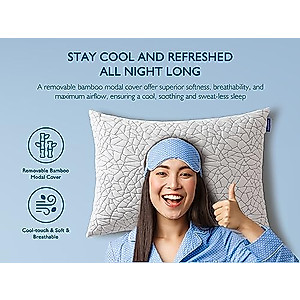 Dafinner Shredded Memory Foam Body Pillow for Adults, Removable Cooling Bamboo Rayon Cover, Soft-to-Firm Adjustable Loft, Full Body Long Bed Pillow for Stomach, Back or Side Sleepers, 20x54”