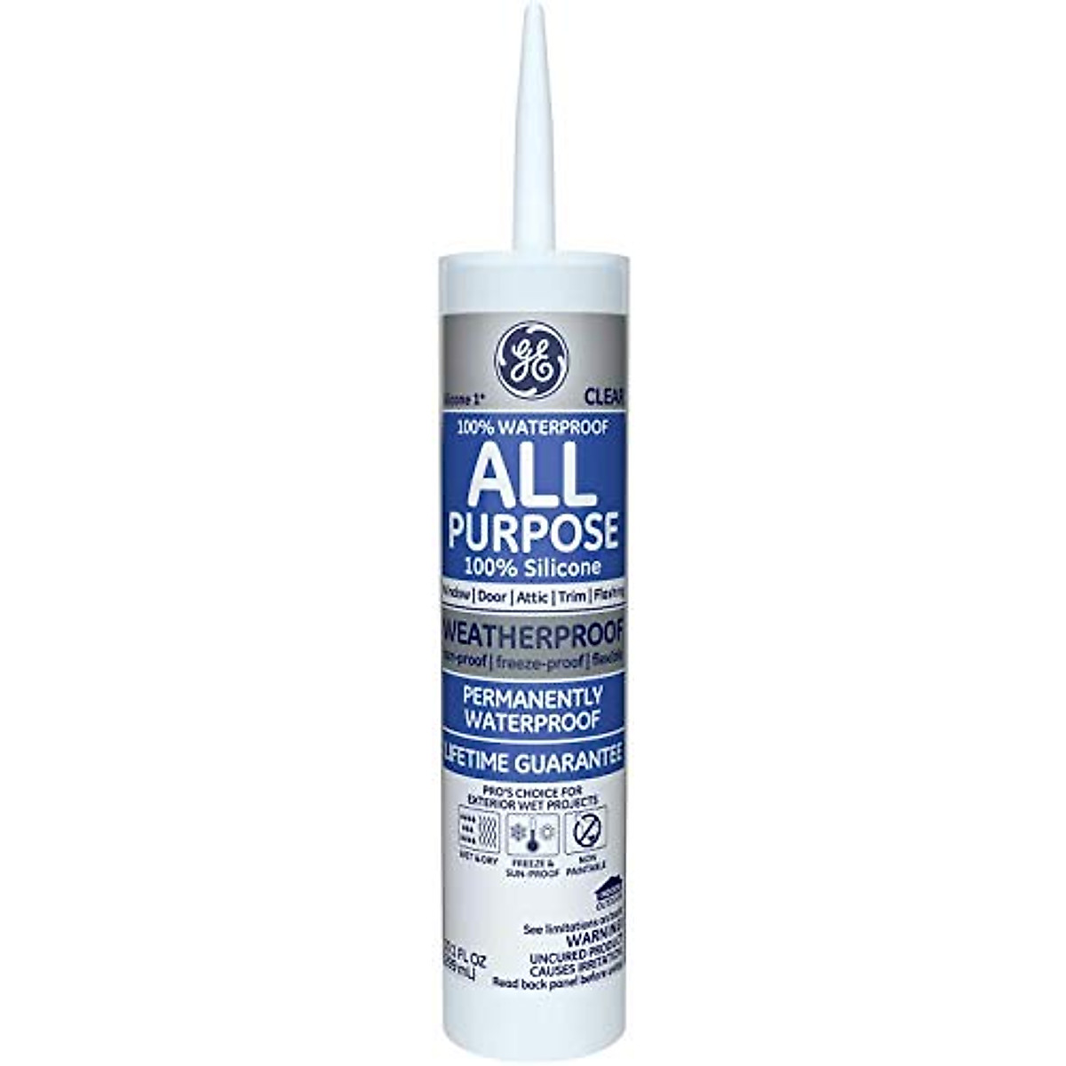 GE Silicone GE012 10.1 Oz Clear Window & Door Silicone Rubber Caulk (2 Pack)