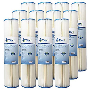 Tier1 5 Micron 20 Inch x 4.5 Inch | 12-Pack Pleated Polyester Whole House Sediment Water Filter Replacement Cartridge | Compatible with Pentek ECP5-20BB, 255494-43, 4PAY5, Home Water Filter