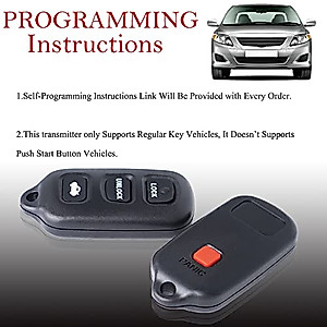2 Key Fob Remote Replacement Fits for Toyota Sienna 1999 2000 2001 2002 2003/Matrix&Pontiac Vibe 03 2004 2005 2006 2007 2008/Camry 02-06/Solara 02-03 Q43VT14T Keyless Entry Remote Control 89742-AA030