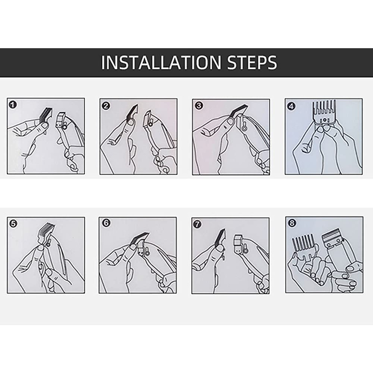 Clipper Guards Cutting Guides for Wahl with Metal Clip #37-500 – /8” to ”– Fits All Full Size Wahl Clippers (Black-Pack of 10)