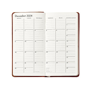 Graphic Image 2024 Pocket Datebook Planner, Week-at-a-view pages, Holidays for the United States and Canada, Genuine Leather (3.125" W x 6" H - Made in the USA)