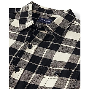 The Children's Place Men's Son Matching Long Sleeve Button Up Shirt, Buffalo Plaid Flannel-Dad, Large