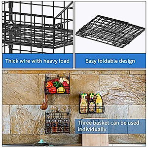 3 Tier Stackable Tea Bag Organizer with 5 Hooks Metal Wire Basket Coffee Condiment Snack Rack Holder Countertop Caddy Bin Wall Mount Shelf for Office Kitchen Cabinet Pantry Patent Desgin