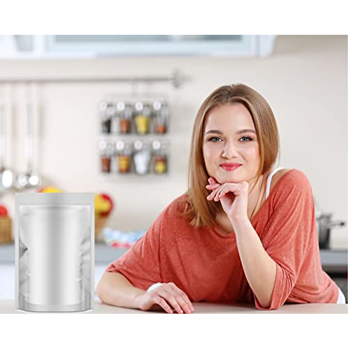 50 Mylar Bags for Food Storage, Mylar Bags 1 Quart 7"x10"- Thick 10 Mil, Stand-Up Vacuum Sealing Sealable and Ziplock Resealable Bags - Odor Free Heat Resistant, Airtight Food Storage Foil Bags