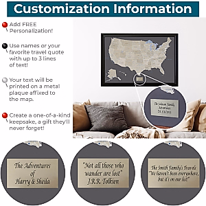 Push Pin Travel Maps Customizable Wall Art - Earth Toned US - Barnwood Gray - Personalized Framed Pin Map, Includes 150 Pins - Handcrafted in USA - 27.5" x 39.5"