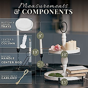 K'DCOR Two Tier Tray with Metal Legs - 2 Tiered Tray Stand - farmhouse centerpieces for dining room table - Tier Tray Stand - Tiered Trays - bandejas decorativas para mesa de sala