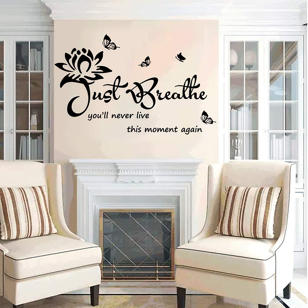 Vinyl Wall Stickers Wall Decor for Living Bedroom Room Yoga Relaxing Nursery House Wall Decals Quotes Inspirational Just Breathe Art Decor Home Decoration.