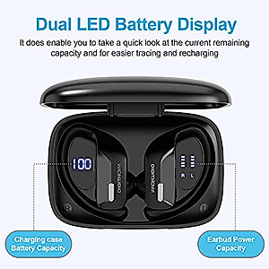 DIGITNOW Wireless Earbuds Bluetooth LKLLL 5.0 Headphones 48 Hours Playback Sports Earphones with LED Display Built-in Mic Deep Bass Stereo In-Ear Waterproof Earphones for Exercise Game Running