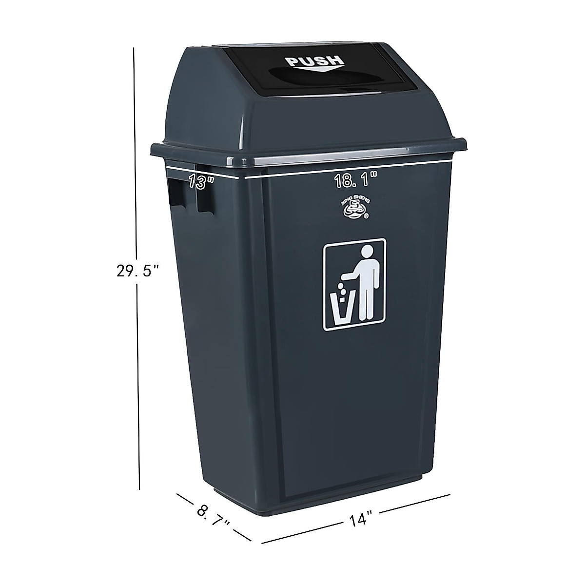 Pekky 18 Gallon Large Garbage Can Set of 4, Plastic Trash Can with Swing Lid, Grey
