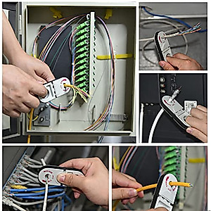 GROWORD Universal Network Wire Stripping Tool for Cat5e, Cat 6, Cat 6a, Cat7, Cat 8 - Professional Coaxial Cable Stripper, And Cutters - Utp, Stp, Sftp Pocket Cable Stripper Tool（White）