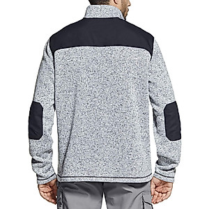 CQR Men's Thermal Fleece Half Zip Pullover, Winter Outdoor Warm Sweater, Lightweight Long Sleeve Sweatshirt, Half Zip Sweater Fleece Heather Grey, Large