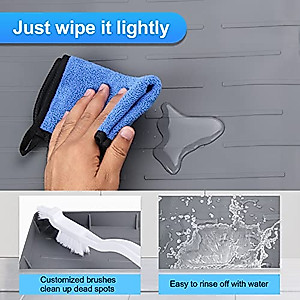 Under Sink Mats for Kitchen Waterproof | Under Sink Cabinet Mats and Protectors, 34" x 22" Silicone Under Sink Drip Tray ,Cabinet Mat Liner Protector for Kitchen Bathroom