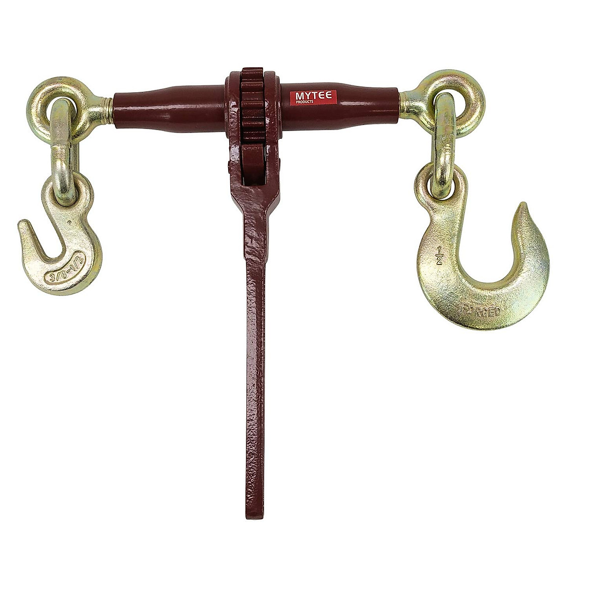 Mytee Products Heavy Duty Specialty Pro Ratchet Load Chain Binder w/ 1/2" Grab Hook on One Side & 1/2" Slip Hook Other Side, 12,000 Lbs Load Limit | Chain Binders for Flatbed Truck Trailer - 4 Pack