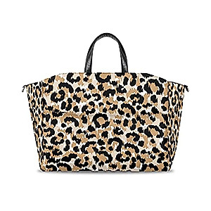 Leopard Print Diaper Bag Tote with Stroller Straps, Animal Texture Large Capacity Baby Stroller Organizer Bag, Multi-Function Nappy Bag Travel Handbag