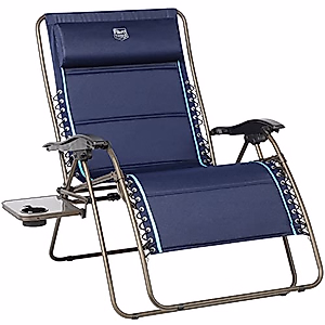 TIMBER RIDGE 33In Wide XXL Zero Gravity Reclining Side Table Full Padded Lounge Chair for Outdoor Camping Patio Lawn, Heavy Duty Supports 500lbs, Blue