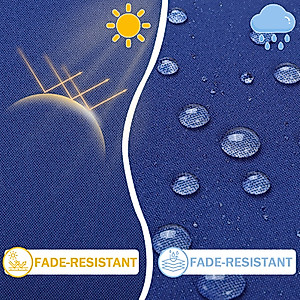 Topotdor Patio Chair Cushions Set of 2,Waterproof Outdoor Chair Cushions with Fade Resistant Removable Cover with Adjustable Straps for Patio Furniture Garden Sofa Couch,19"x19"x3" Blue