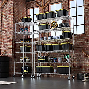 Kitchen Shelves Corner Garage Storage, 6 Tier Metal 2100LBS Shelf NSF Metal Shelf Wire Corner Unit, Adjustable Heavy Duty Storage Rack Utility Steel Storage Rack for Kitchen Basement Shelving (Chrome)