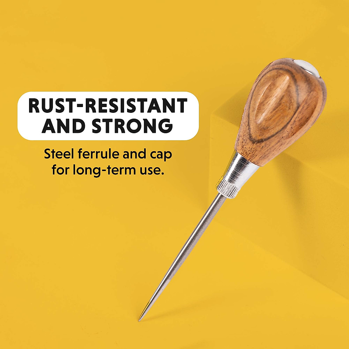 General Tools Scratch Awl Tool with Hardwood Handle - Scribe, Layout Work, & Piercing Wood - Alloy Steel Blade