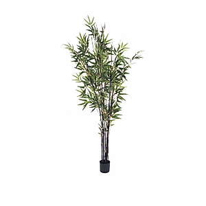 Artificial Japanese Bamboo Tree - 5-Foot Indoor or Outdoor Greenery Accent with Realistically Variegated PVC Leaves and 5-Inch Pot by Pure Garden