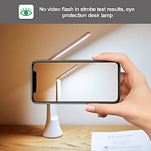 Rechargeable Desk Lamp, Foldable Portable Battery Operated Desk Lamp for Home Office, 2500mAh Cordless LED Desk Lamp with Flashlight Function, Eye Protection Study Lamp (White)