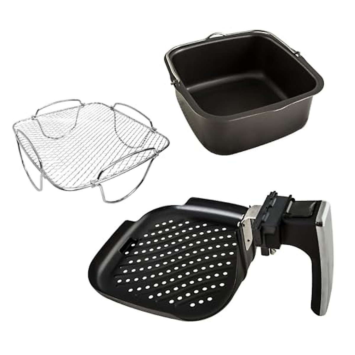 NuWave 3QT Brio Digital Air Fryer Accessory Kit – Includes Stainless Steel Baking Pan, Reversible Cooking Rack & Grill Pan, Compatible with 3QT Brio Models