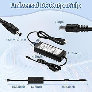 12V 5A Power Supply, Waysse Power Supply Adapter, AC DC Converter 100-220V to 12 Volt 5 Amp Transformer 5.5x2.1mm Plug for LED Strip Light DVR NVR Security Cameras System CCTV Accessories