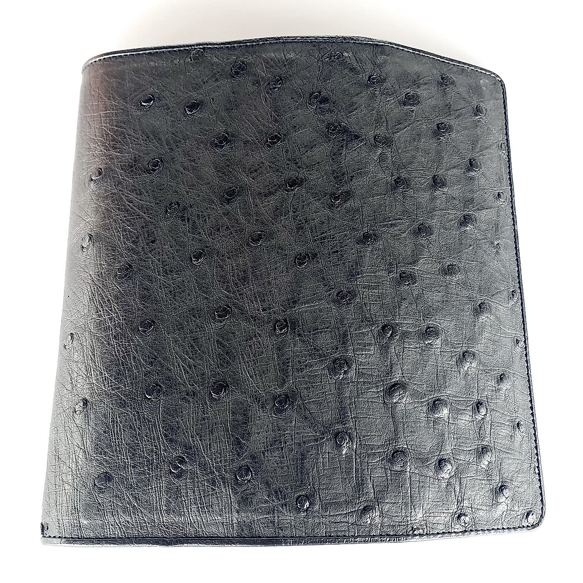 Julie Genuine Real Ostrich Skin Leather Trifold Clutch Long Black Wallet