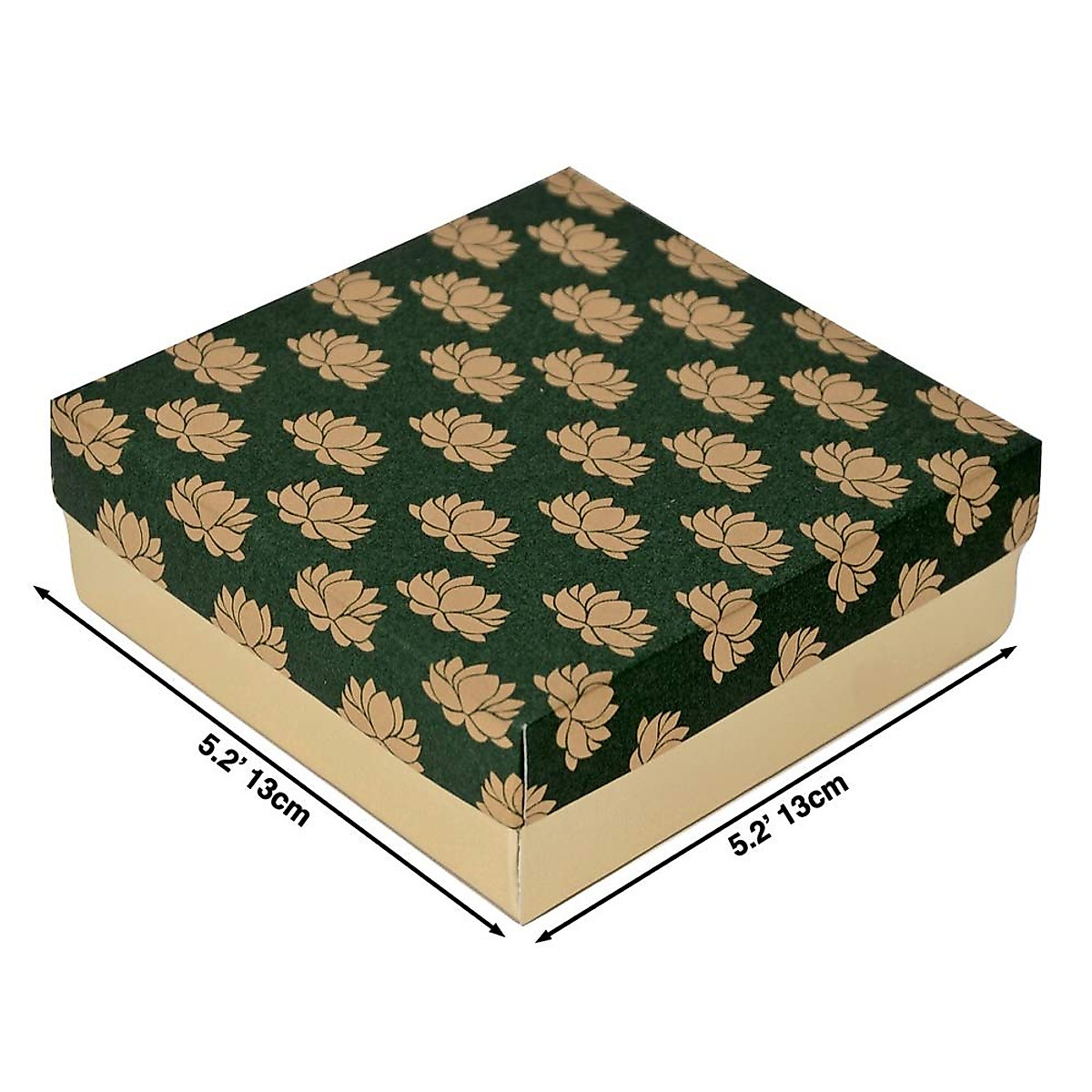 Lotus Printed Colorful Sweet Boxes for Indian Sweets, Cookies, Goodies, Mithai, Candy, Gift Boxes with Lids Bulk, Handmade Bulk Mithai Box, Favor Boxes for Wedding, 2.95x5.51 Inch (Pack of 4)