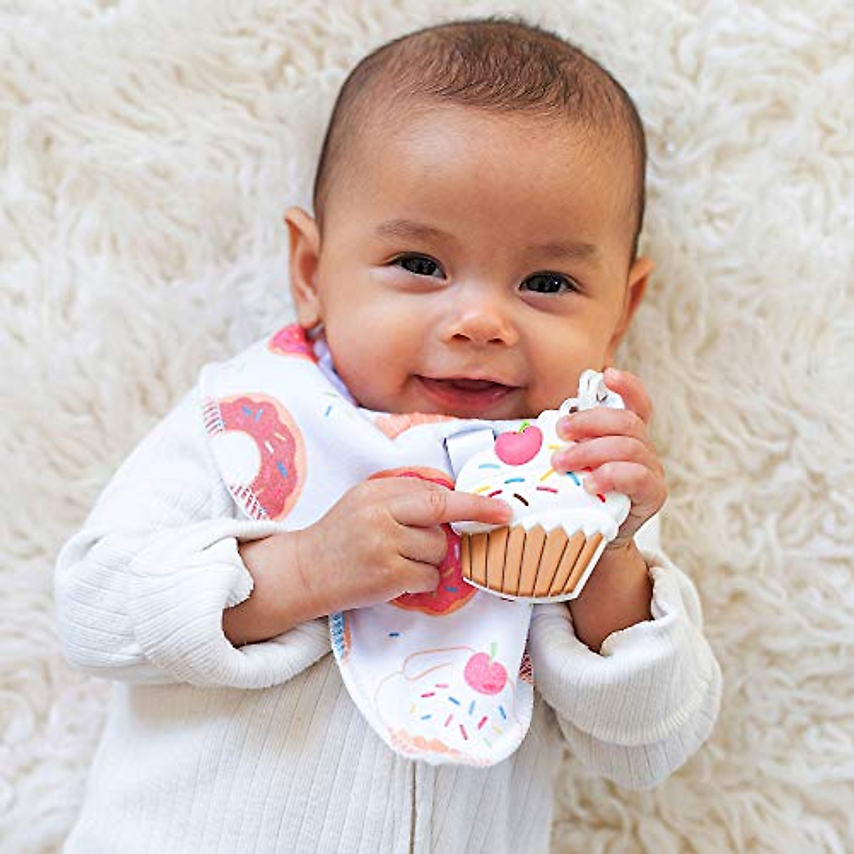 Silli Chews Teethers for Babies BPA Free Baby Teething Toys - Silicone Cupcake and Donut Baby Teether Toys 2" Sweets Teething Gift Set