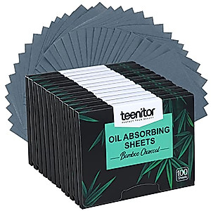 1200 Sheets Natural Blotting Paper for Oily Skin with Bamboo Charcoal, Oil Blotting Sheets for Face, Makeup Blotting Paper, 3 7/8" and 2.75"