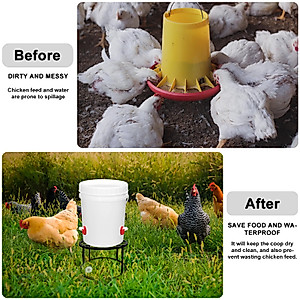 2-Pack Metal Stand for Chicken Feeder Waterer, Heavy Duty Round Iron Supports Rack for Buckets Barrels Equipped Installed with Feeder Waterer Port, for Coop Poultry Indoor Outdoor, Black