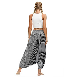 Jinyuxuan Women's Tie Dye Harem Pants Casual Loose Beach Sweatpants Comfortable Baggy Boho Yoga Trousers(0059-StripeK1-One Size)